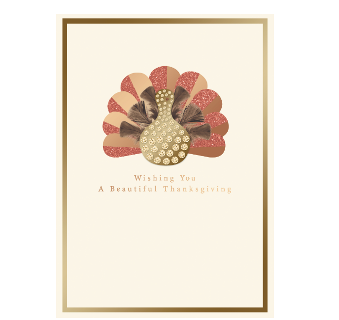 Design Design Glitzy Gem Turkey Greeting Card – 1 Card & 1 Envelope