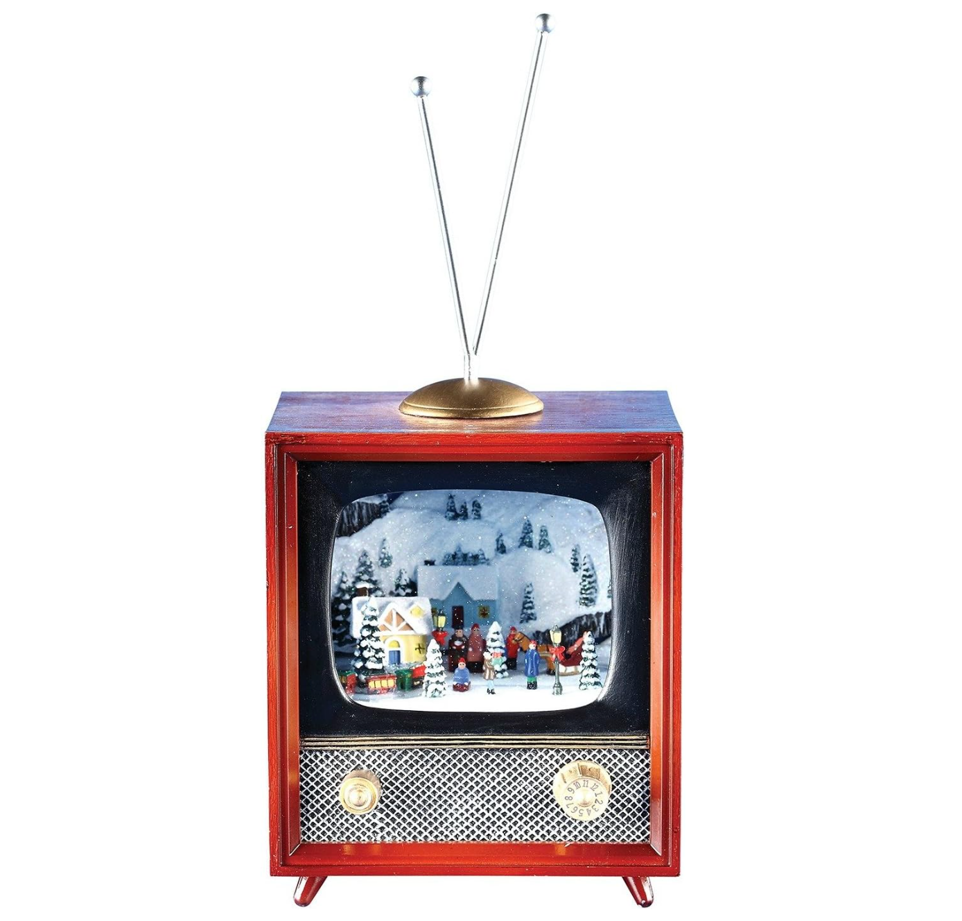 Lighted LED Musical Village Snow Globe Holiday TV