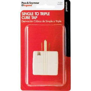 Grounded Triple Cube Adapter – Ivory – S. Feldman Housewares
