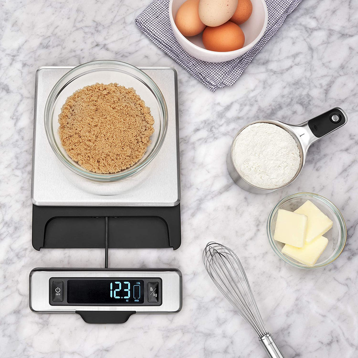 OXO Good Grips 11-Pound Stainless Steel Food Scale with Pull-Out Displ