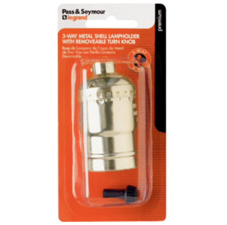 3 Way Incandescent Turn Key Metal Socket – Brass Finish